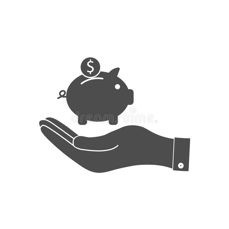 Money, Pig, Saving, Hand Icon. Vector Illustration, Flat Design Stock ...