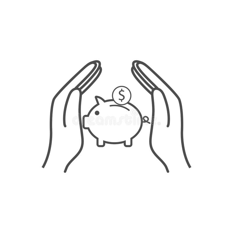 Money, Pig, Saving, Hand Icon. Vector Illustration, Flat Design Stock ...