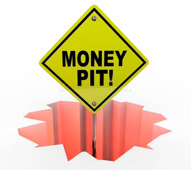 Money Pit Spending Wasting Cash Sign Hole Stock Illustration ...