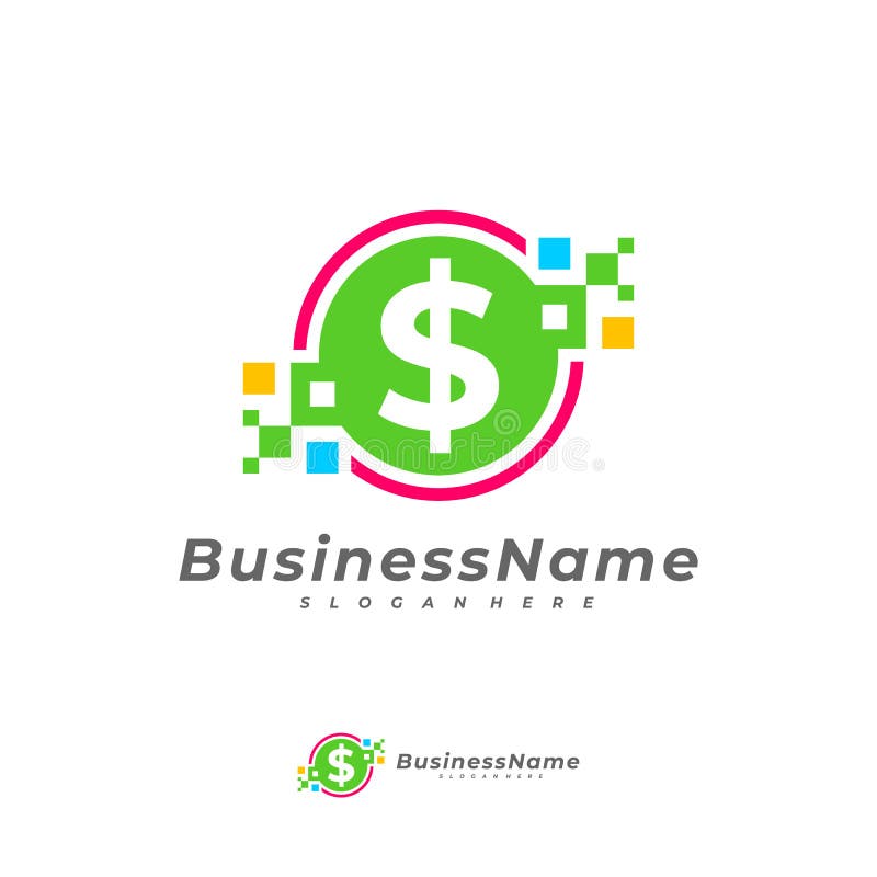 Money Pixel Logo Vector Template, Creative Money Logo Design Concepts ...
