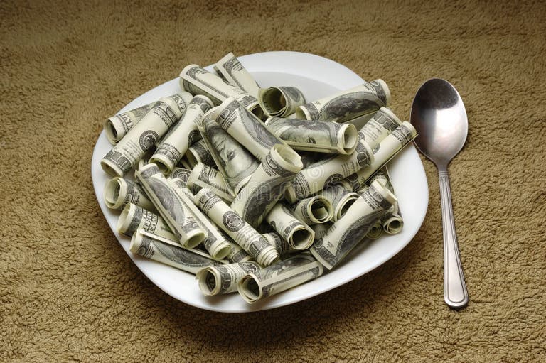 Money on the plate stock image. Image of dollar, bill - 6853085