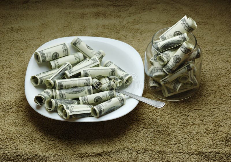Money on the plate stock photo. Image of earn, dining - 6853482