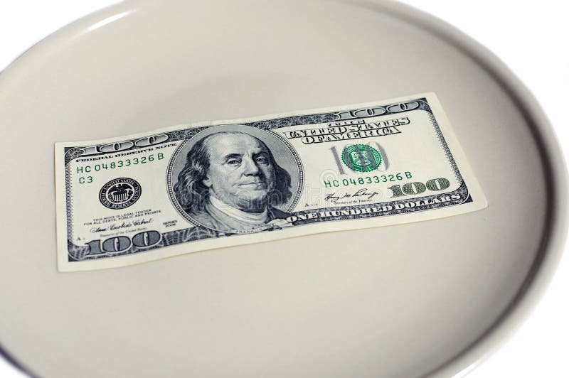 Money on plate stock image. Image of dish, finances, dinner - 34601481