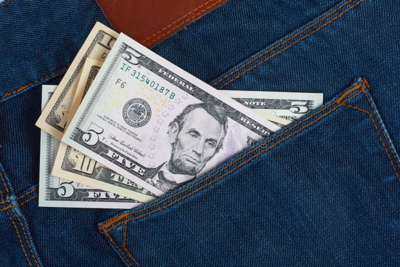 Money in the pocket stock photo. Image of back, blue - 13062818