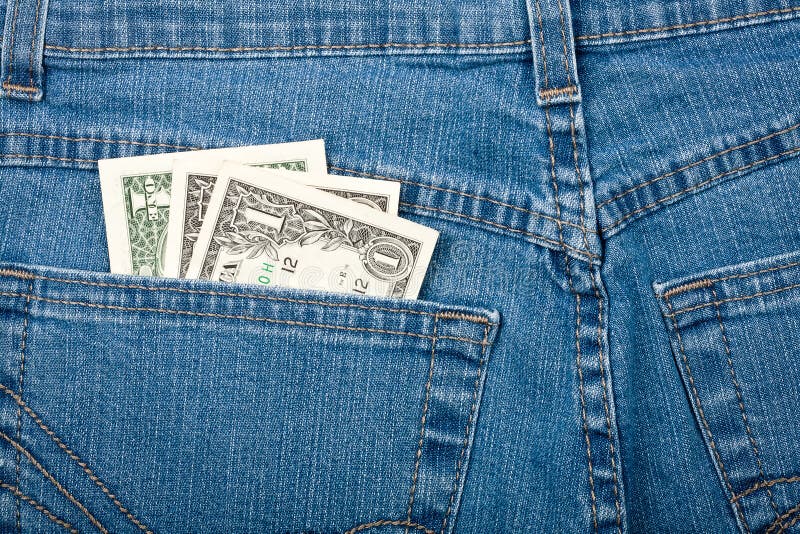 American Money US Dollar Bills in Jean Rear Pocket Stock Photo - Image ...