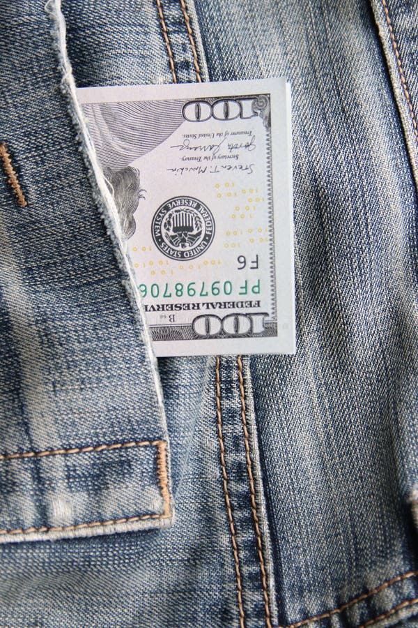 Money in Pocket. Dollar Bills in a Back Pocket of Jeans Stock Photo ...
