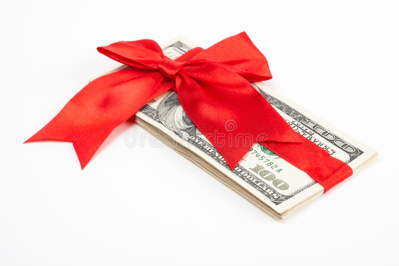 Money Wrapped in Red Ribbon Stock Photo - Image of gift, concept: 2311824