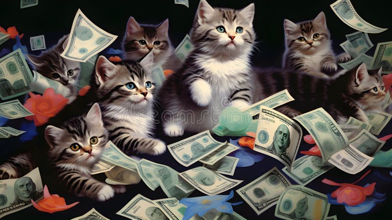 Money Printing Cats stock illustration. Illustration of illustrations ...