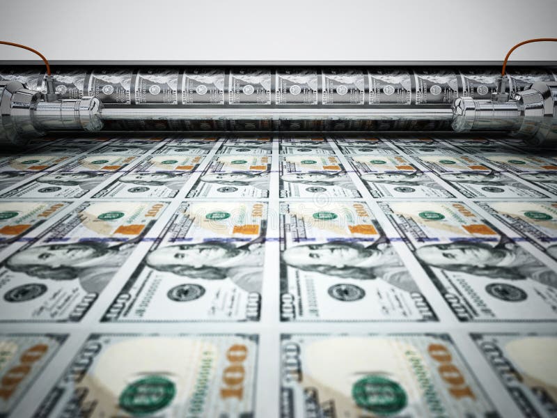 Printing US Dollar Banknotes Stock Illustration - Illustration of ...