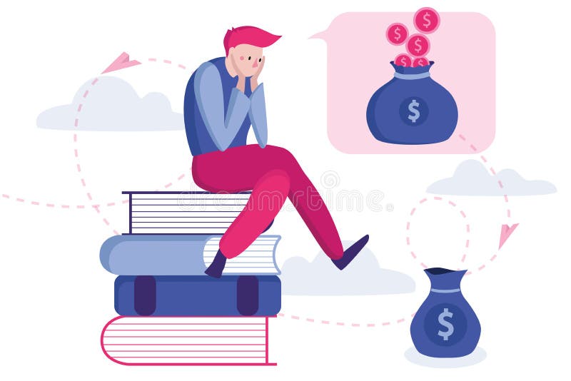 Money Problem Financial Trouble Flat Illustration. Depressed ...