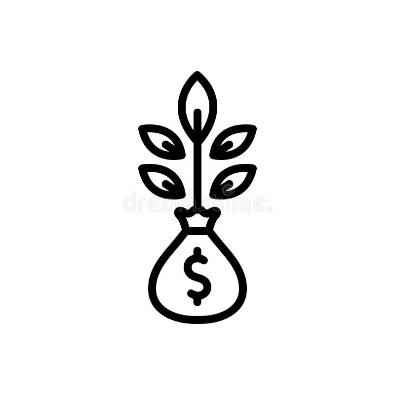 Black Line Icon for Money Project, Money Plant and Growth Stock Vector ...