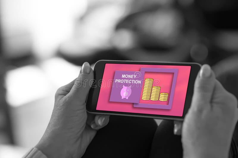 Money Protection Concept on a Smartphone Stock Photo - Image of deposit ...