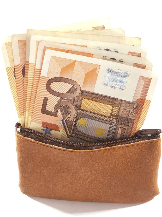 Money Purse with Euro Banknotes Stock Image - Image of isolation, macro ...