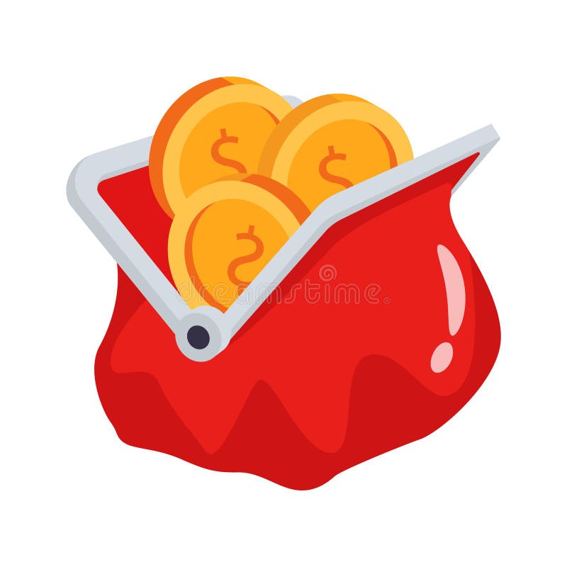 Money Purse Filled with Coins, 3d Style Icon Stock Vector ...