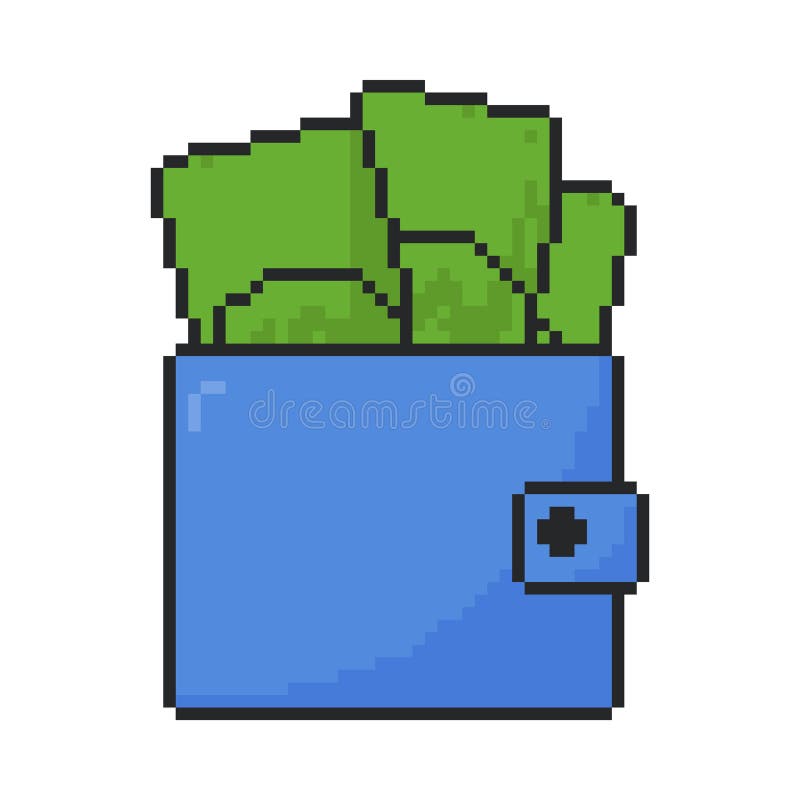Money Purse Icon. Pixel Art Object in 8 Bit Style. Retro 80s,90s Video ...