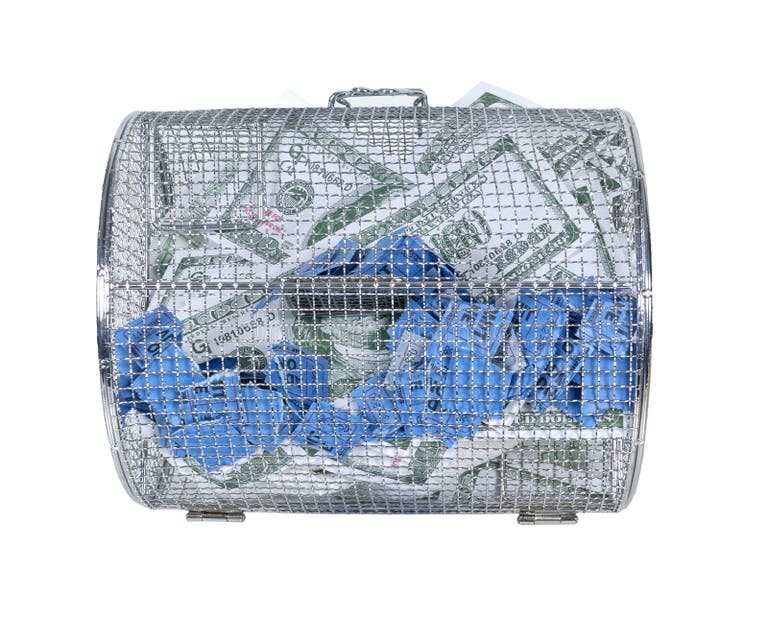 Money and Raffle Tickets in Spinner Cage Stock Photo - Image of lock ...