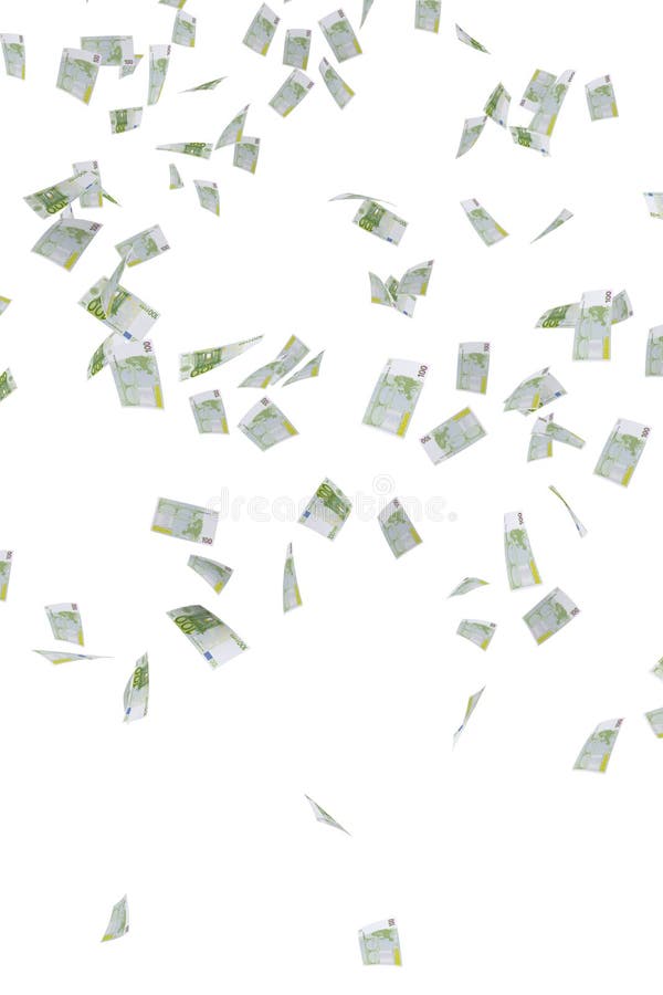 Money Rain. Falling Dollars Denominations, Raining Cash Banknotes or ...