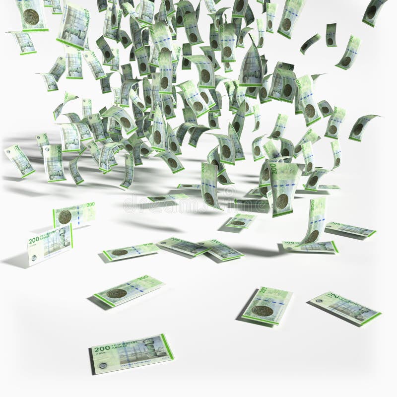 Money Rain with 200 Danish Kroner Notes Stock Image - Image of change ...
