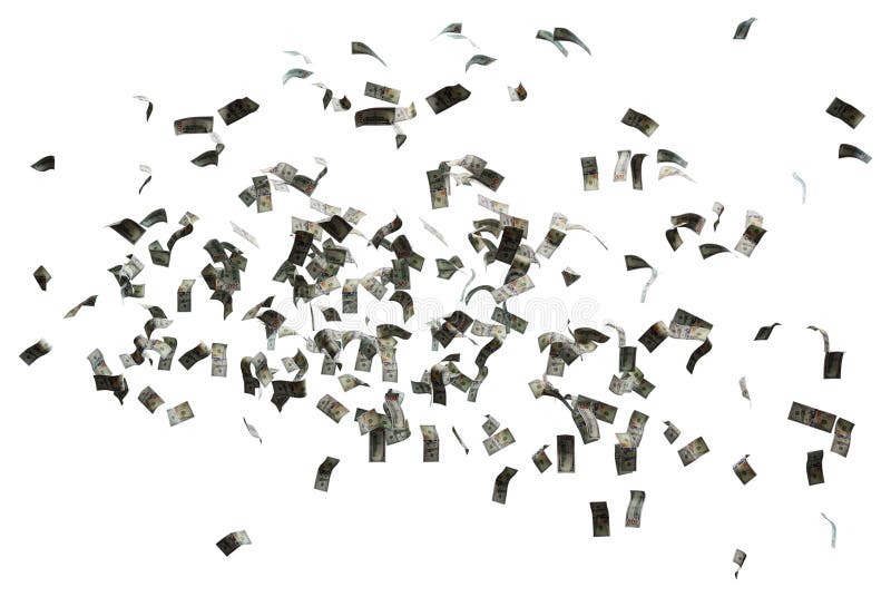 Money Rain, Dollar Banknotes Fly. Isolated on White Background Stock ...