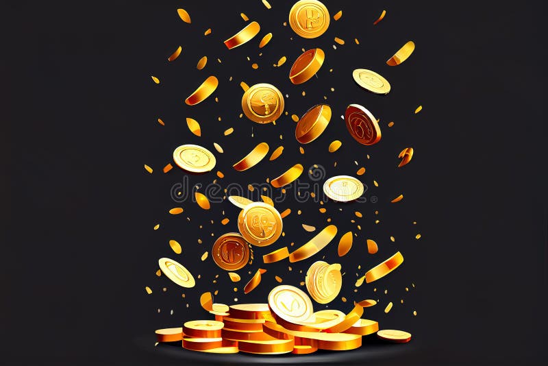 Money Rain. Falling Gold Coins Stock Illustration - Illustration of ...