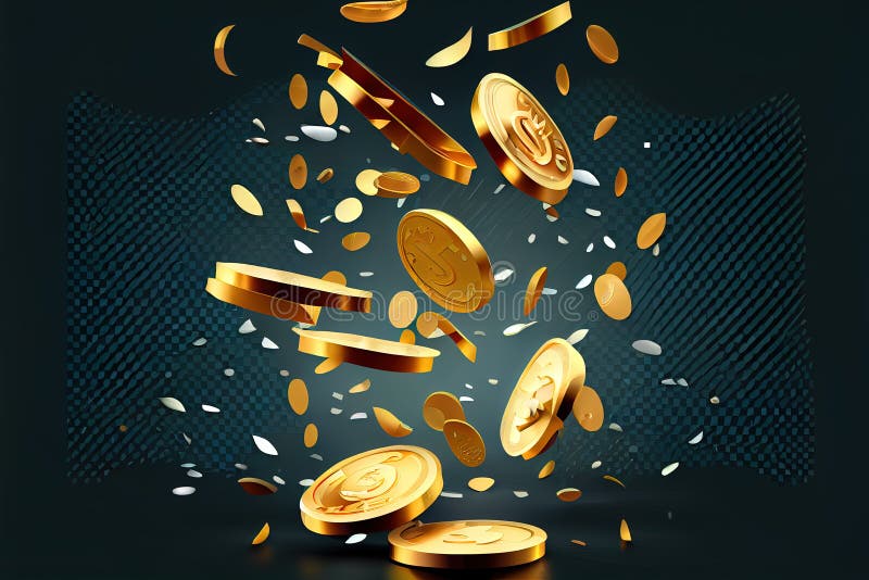 Money Rain. Falling Gold Coins Stock Illustration - Illustration of ...