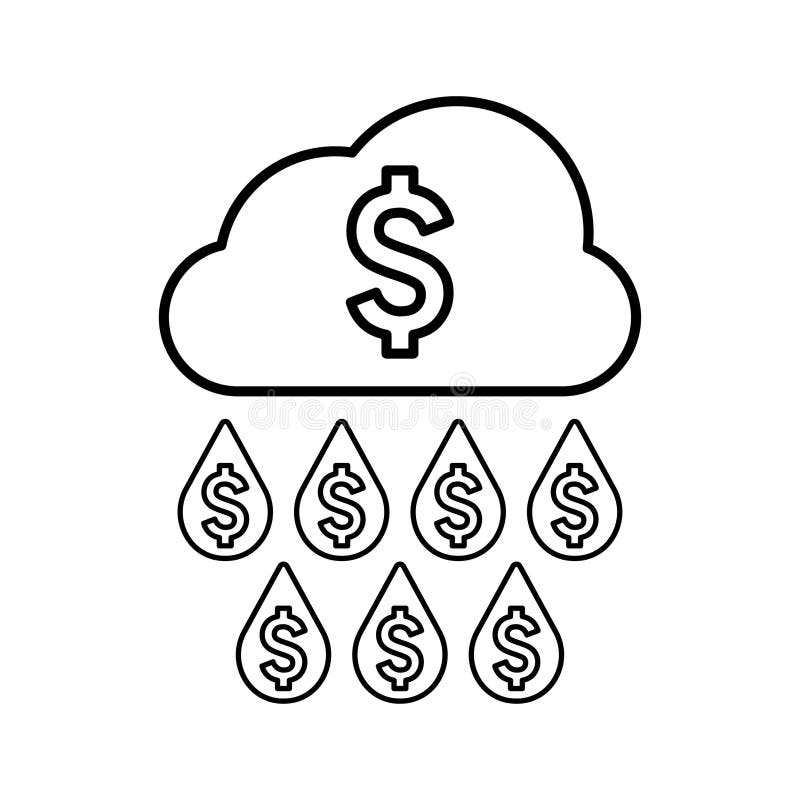 Money Rain Icon. Line, Outline Design Stock Illustration - Illustration ...