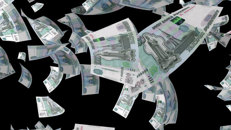 Money Rain. Russian Ruble Banknotes Money Falling Down. Vertical Video ...