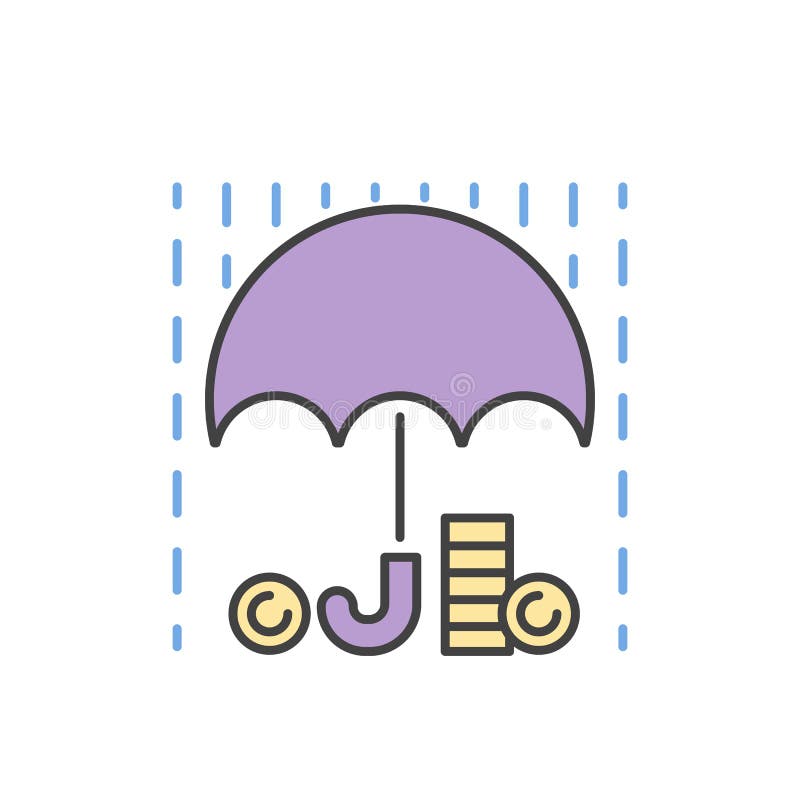 Money Rain and Umbrella Sign Icon Vector Stock Vector - Illustration of ...