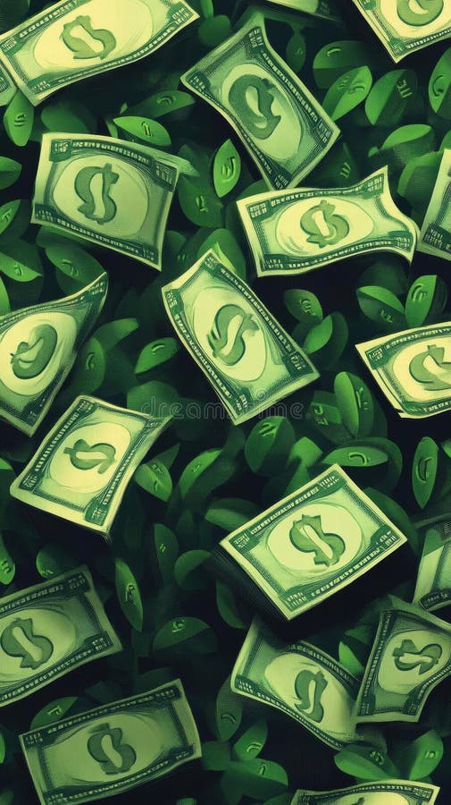 Money Raining Down on Lush Green Foliage Stock Image - Image of cash ...