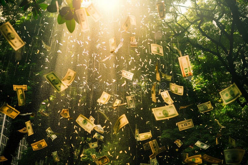 Money Raining through the Trees Stock Image - Image of light, fantasy ...