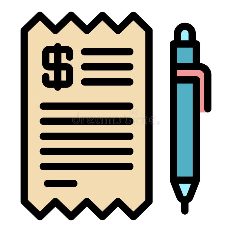 Money Receipt Icon Color Outline Vector Stock Vector - Illustration of ...