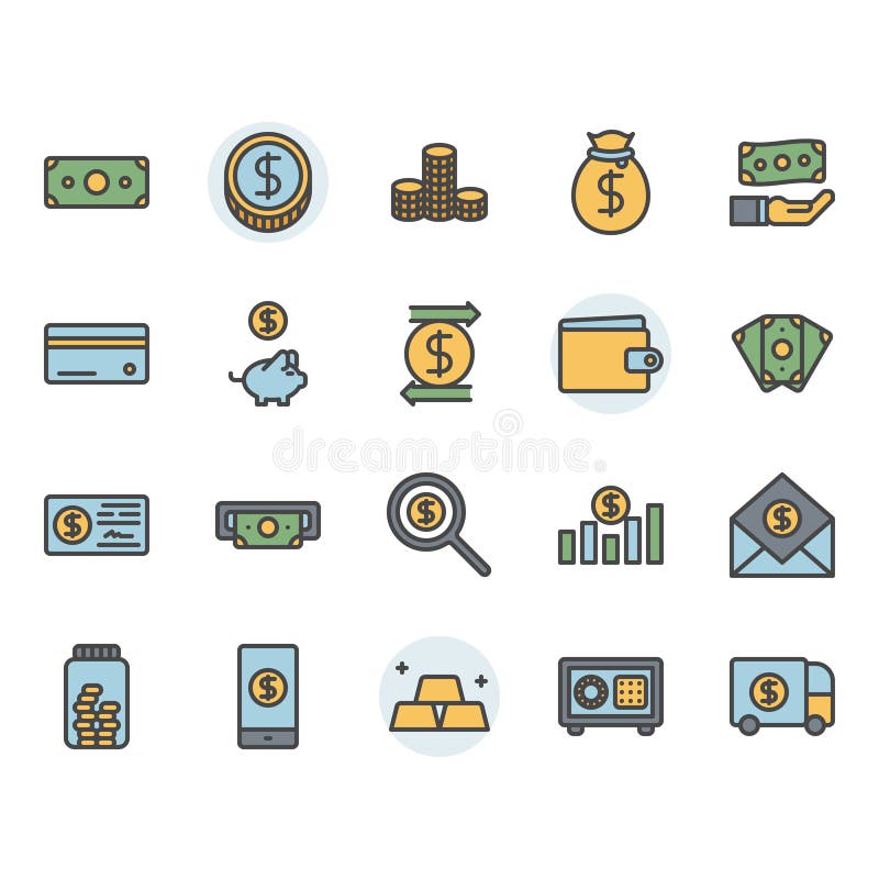 Money Related Icon and Symbol Set Stock Vector - Illustration of human ...