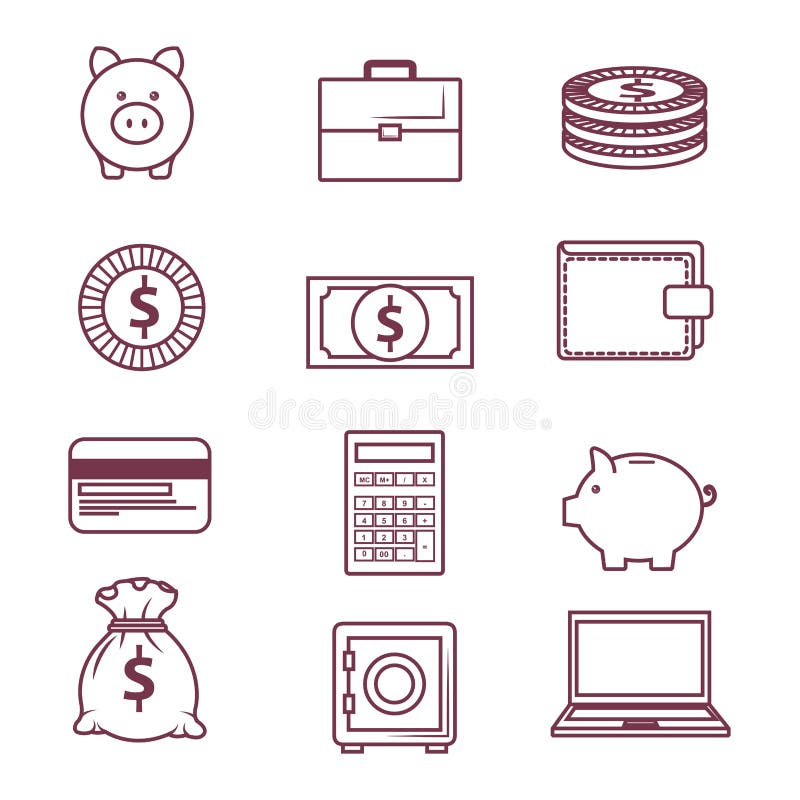 Money-related Objects Design Stock Vector - Illustration of objects ...