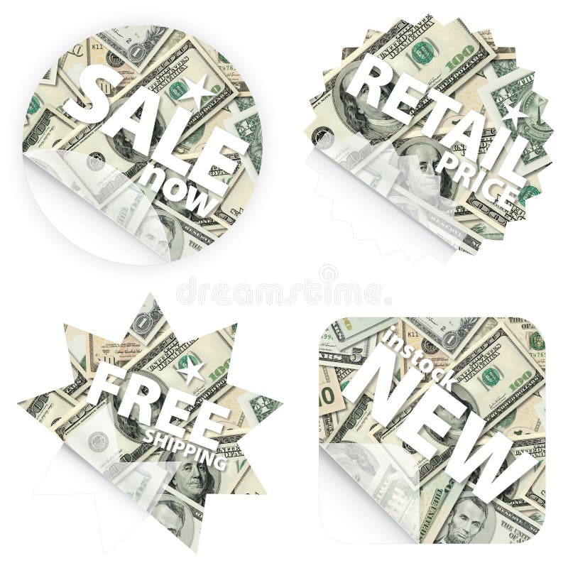 Money retail stickers stock illustration. Illustration of currency ...