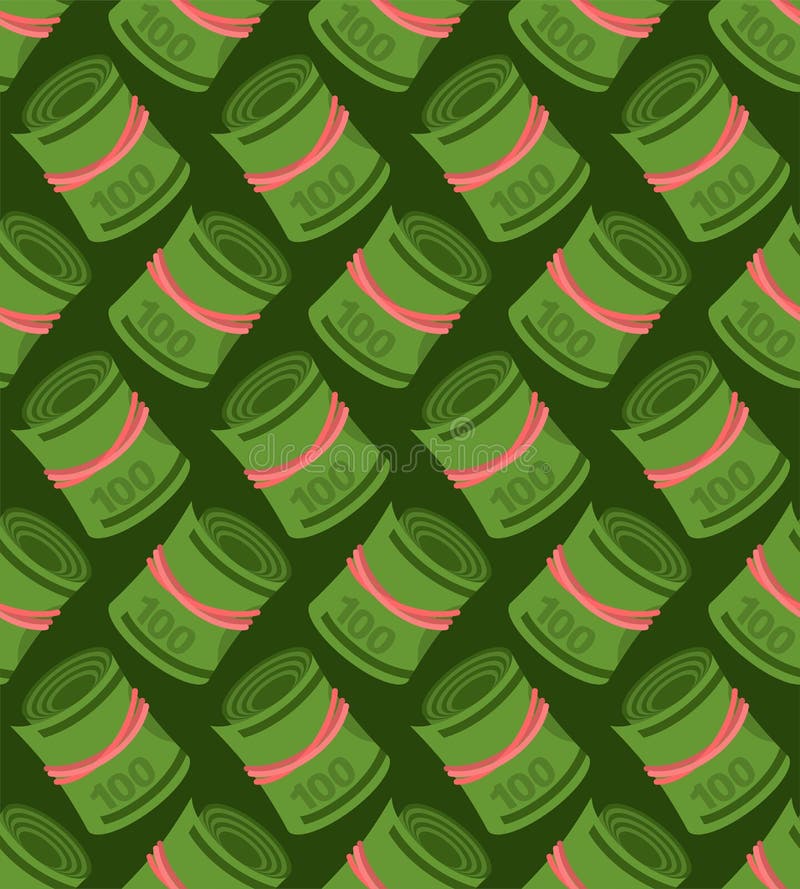 Money Roll Pattern Seamless. Dollars Rolled Cash Background . Vector ...