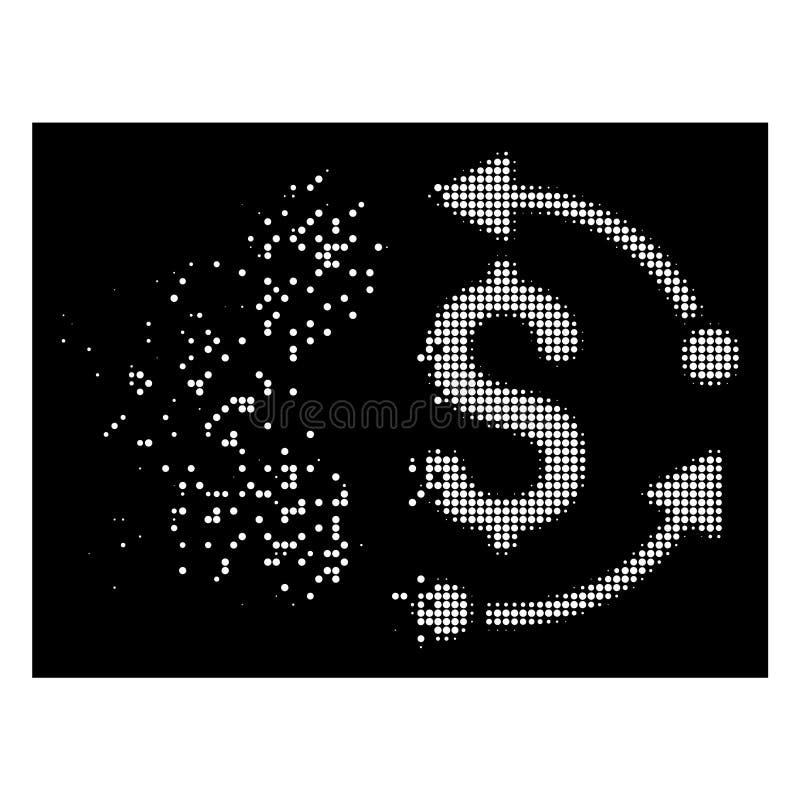 White Fractured Dot Halftone Money Rotation Icon Stock Vector ...