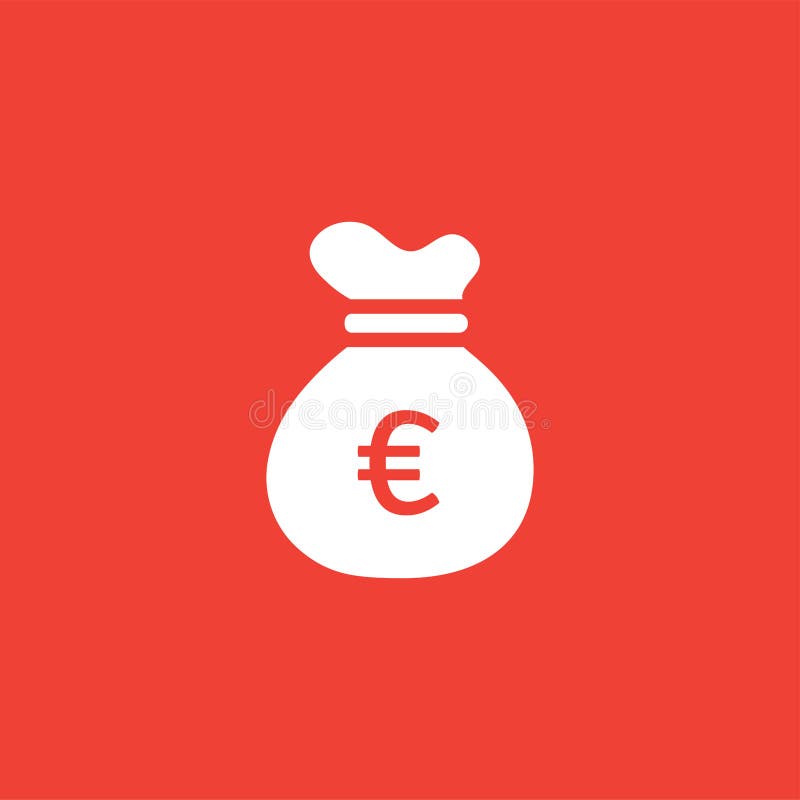 Money Sack Icon on Red Background. Red Flat Style Vector Illustration ...