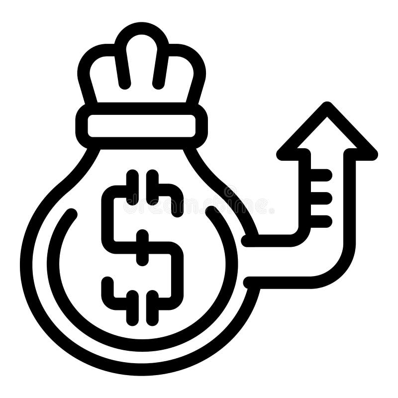 Money Sack Increase Icon, Outline Style Stock Vector - Illustration of ...