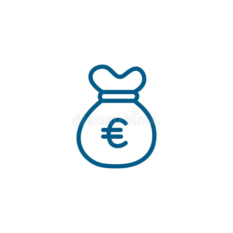 Money Sack Line Blue Icon on White Background. Blue Flat Style Vector ...
