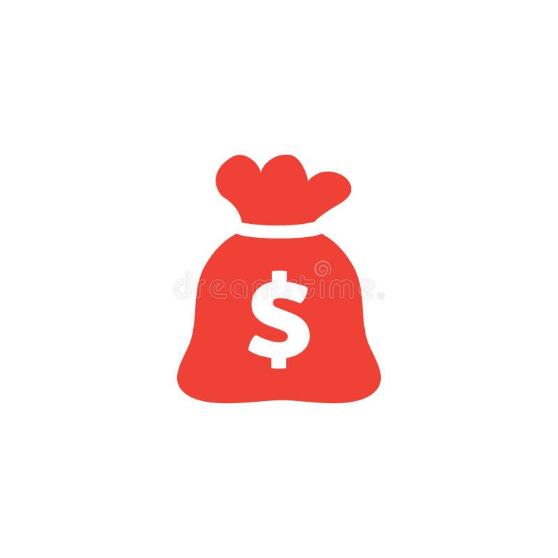 Money Sack Red Icon on White Background. Red Flat Style Vector ...