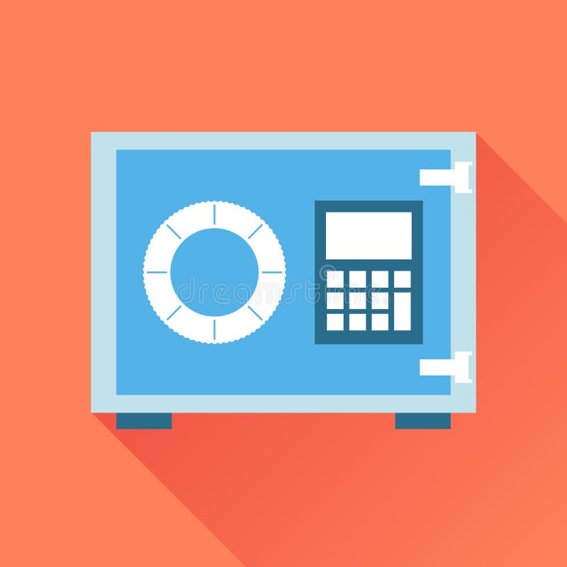 Money Safe Icon. Vector Illustration in Flat Style on Orange Background ...