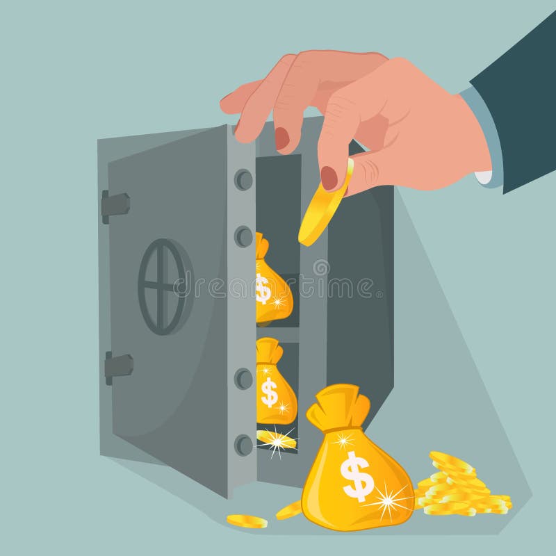 Money Safety, Safe with Savings, Vector Illustration Stock Vector ...