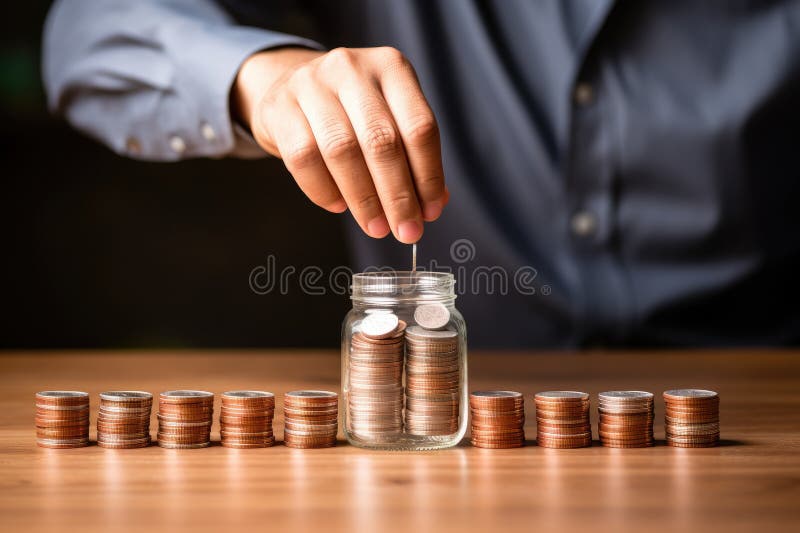 The Money Saved in the Savings Concept Jar. Generative Ai Stock ...