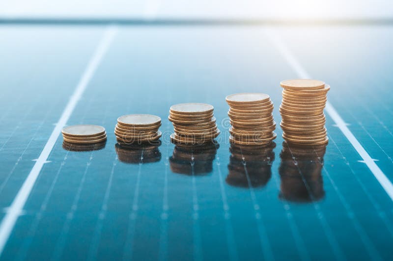 Money Saved by Using Energy with Solar Panel Stock Image - Image of ...