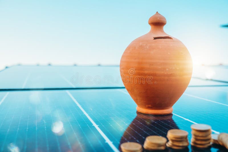 Money Saved by Using Energy with Solar Panel Stock Image - Image of ...