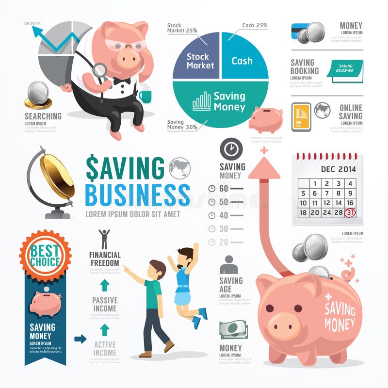 Money Saving Business Template Design Infographic . Concept Stock ...