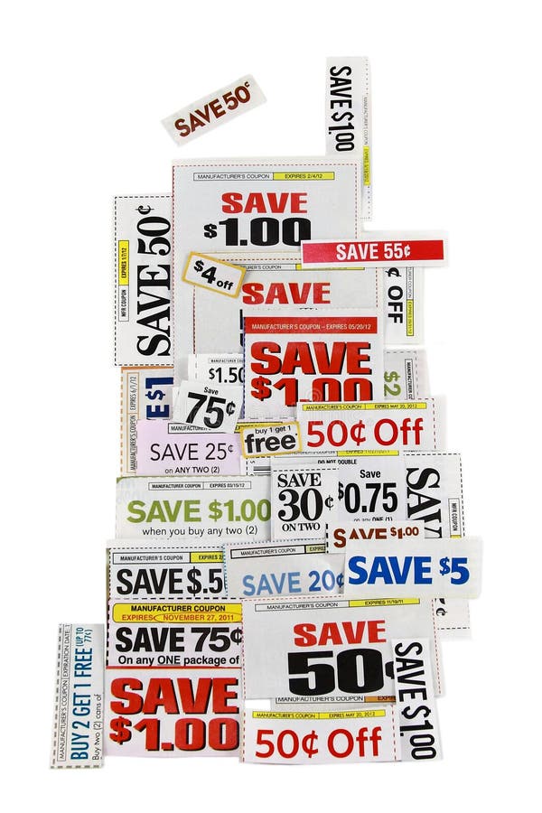 Saving Money with Coupons and Special Deals Stock Photo - Image of ...