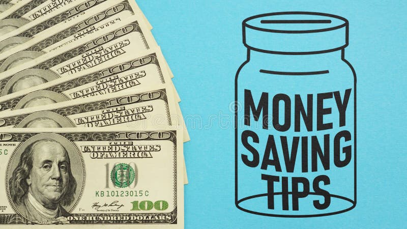 Money Saving Tips are Shown Using the Text and Photo of Dollars Stock ...