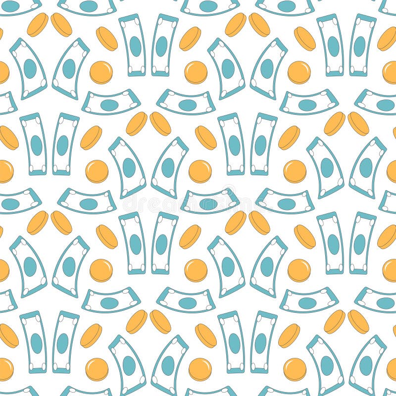 Money Seamless Pattern. Coins and Notes Forming a Repeatable Pattern ...