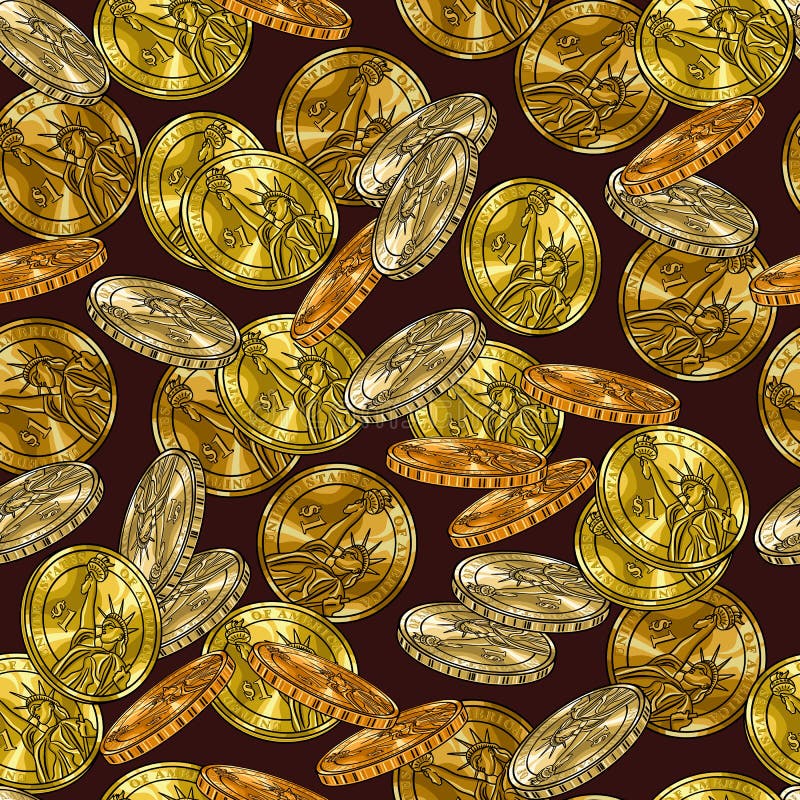 Money Seamless Pattern with Shiny Gold Coins Stock Vector ...